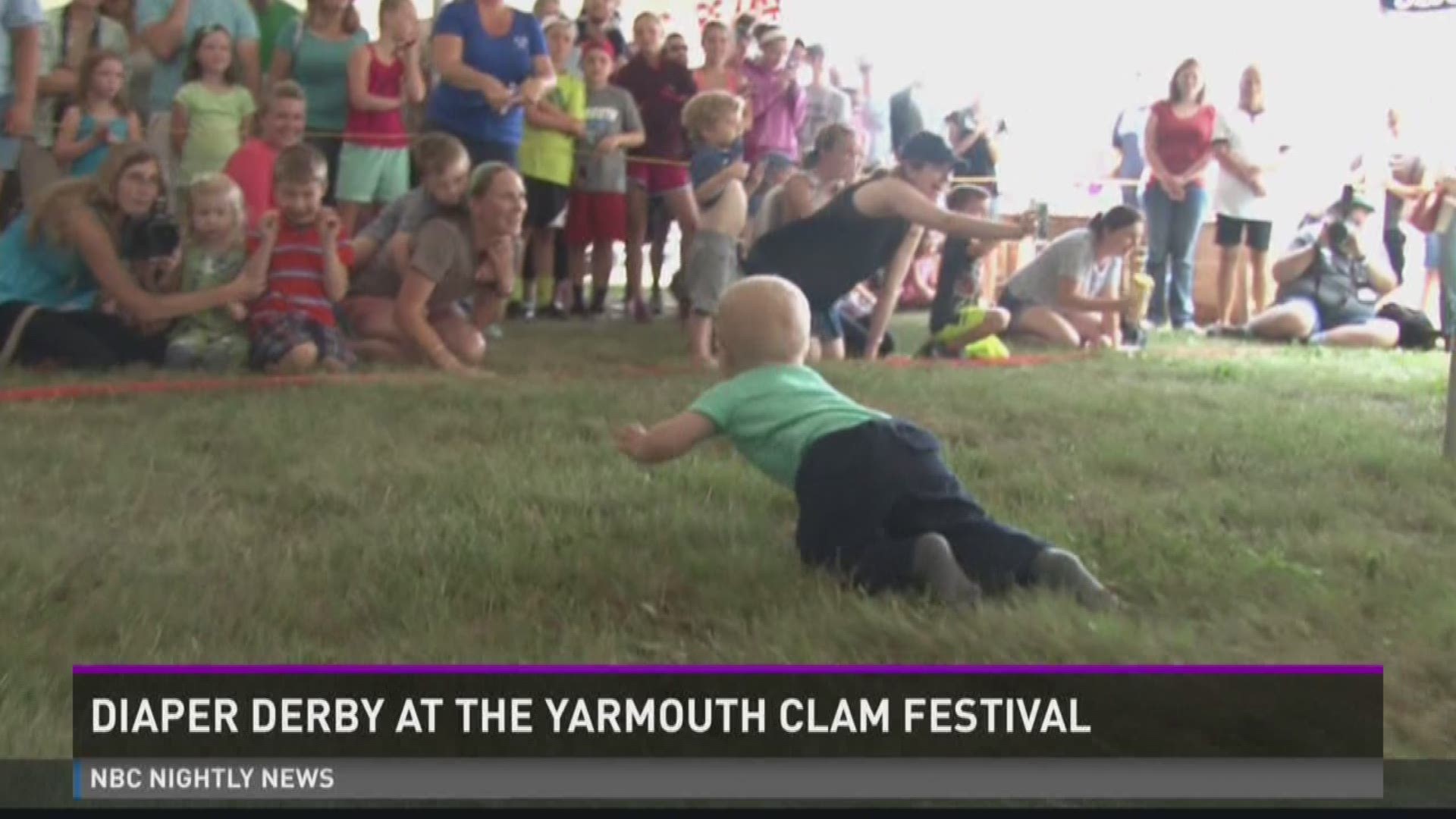 Dozens of babies, toddlers compete in clam festival's 'Diaper Derby ...