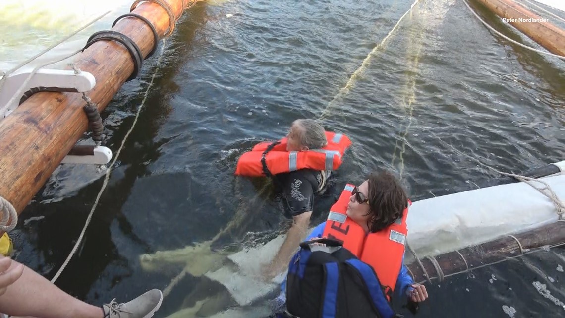 Man aboard historic boat films as it sinks in Maine river ...