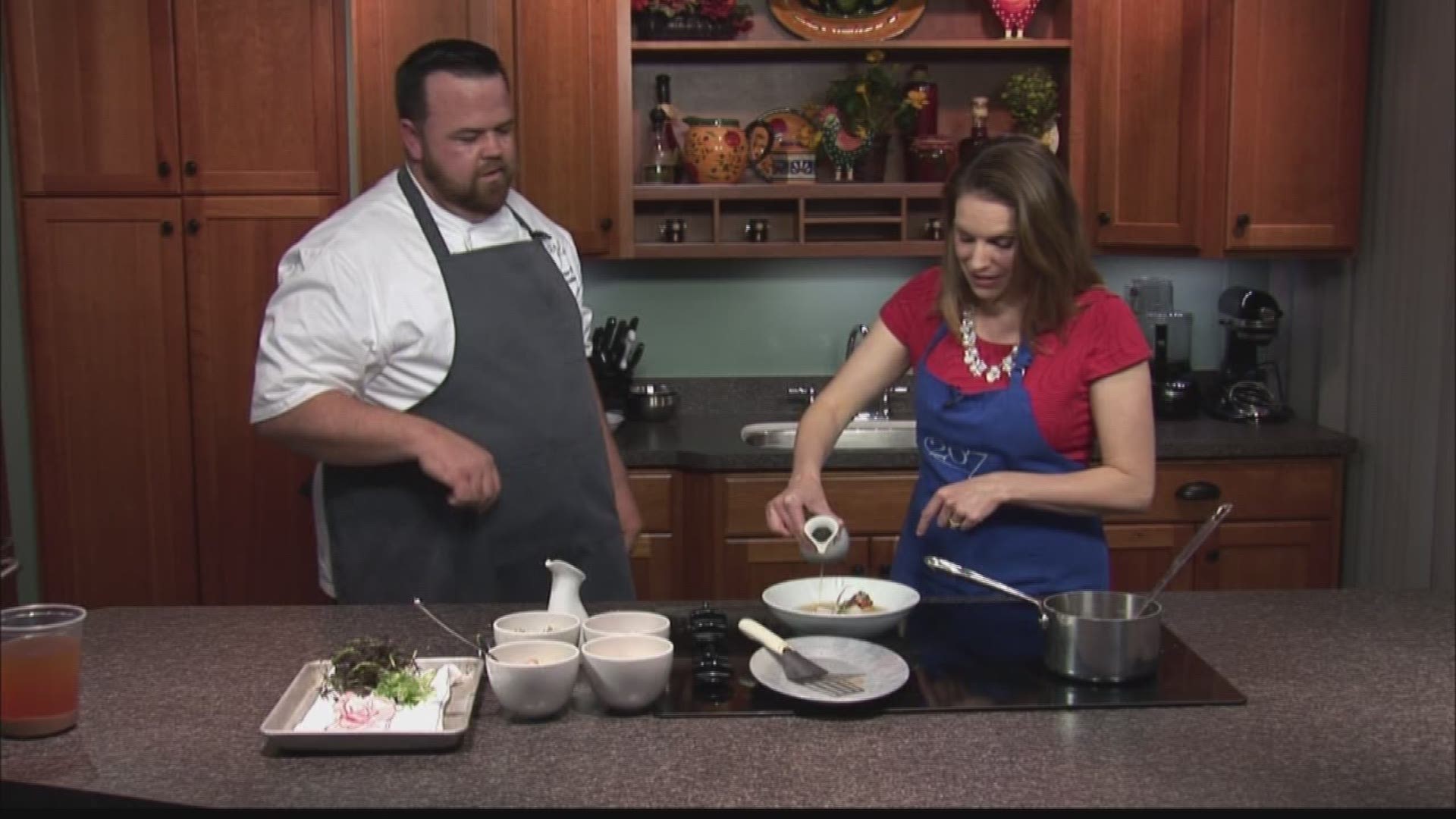 Chef Andrew Chadwick's miso glazed pollack with burnt onion dashi ...