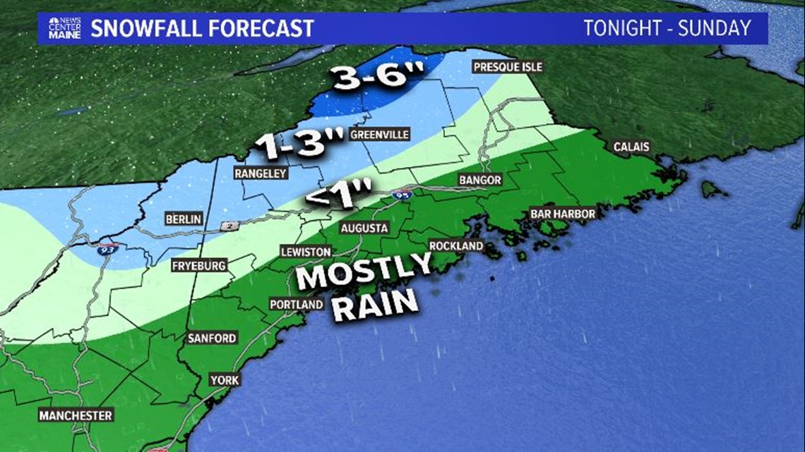 Rain south, snow north as weekend system rolls through Maine ...